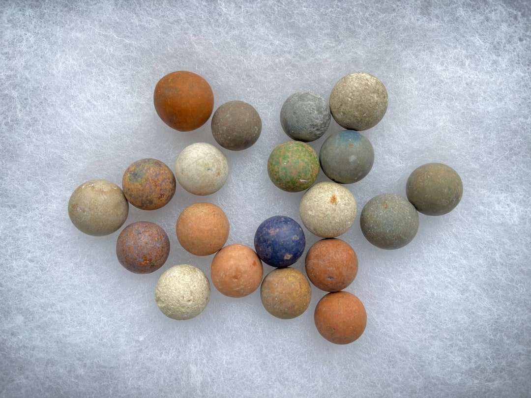 20 Antique Clay Marbles - Etsy