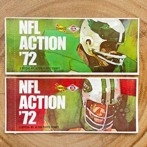 1972 Sunoco DX Football Sticker-stamps, Lot of (4), (9) per Tri-fold ...