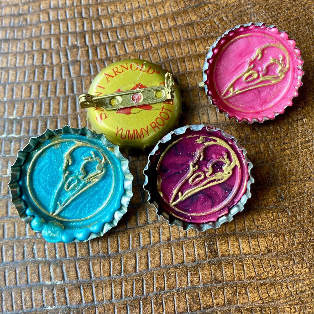Recycled Metal Crow & Raven Skull Pins: Beer Bottle Cap Art - 3 Pack - Etsy
