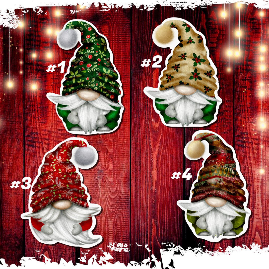 Cute Christmas Gnomes Vinyl Sticker Decals, 3 Inch Tall - Stick on ...