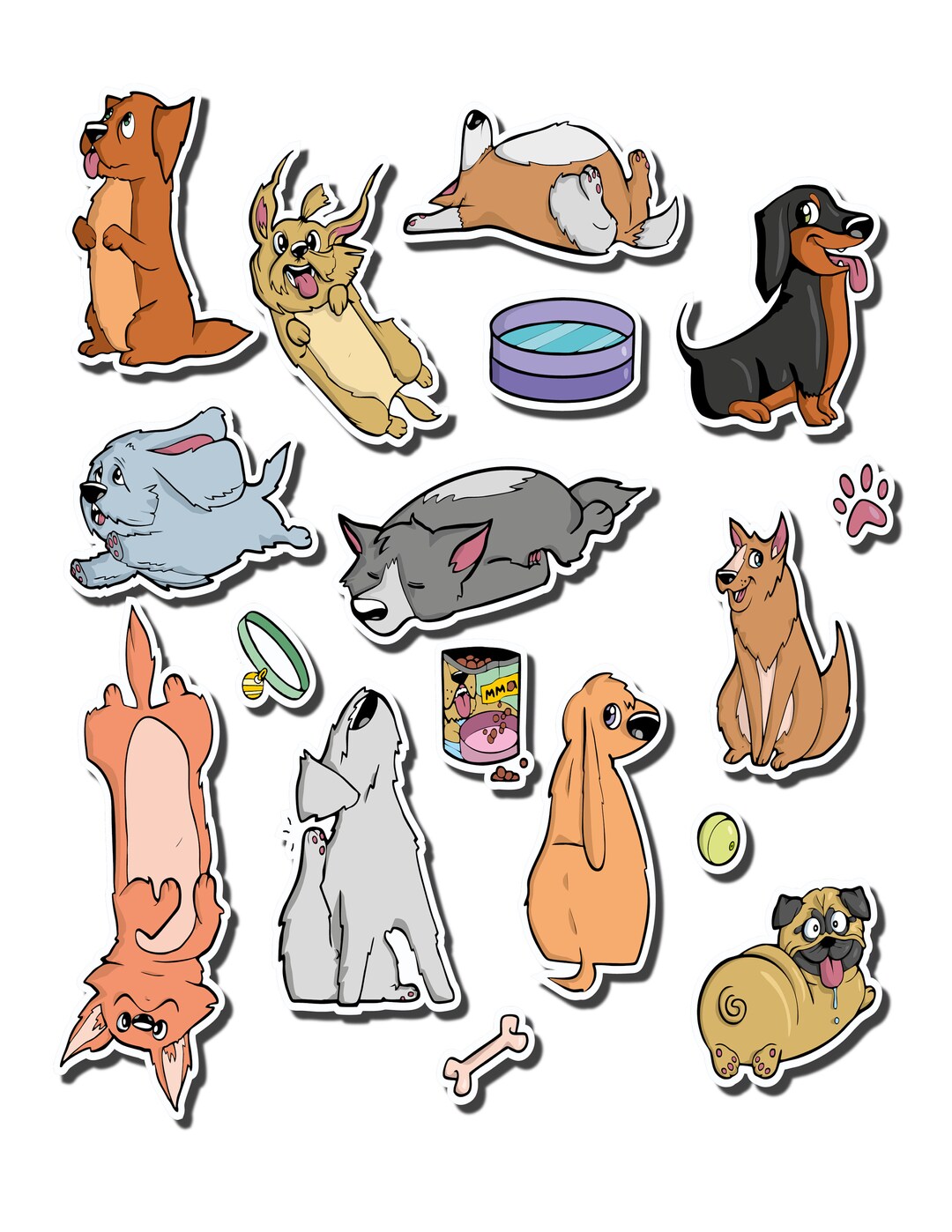 1 Sheet of Cartoon Dogs Vinyl Sticker Decals, - Stick on Journal ...
