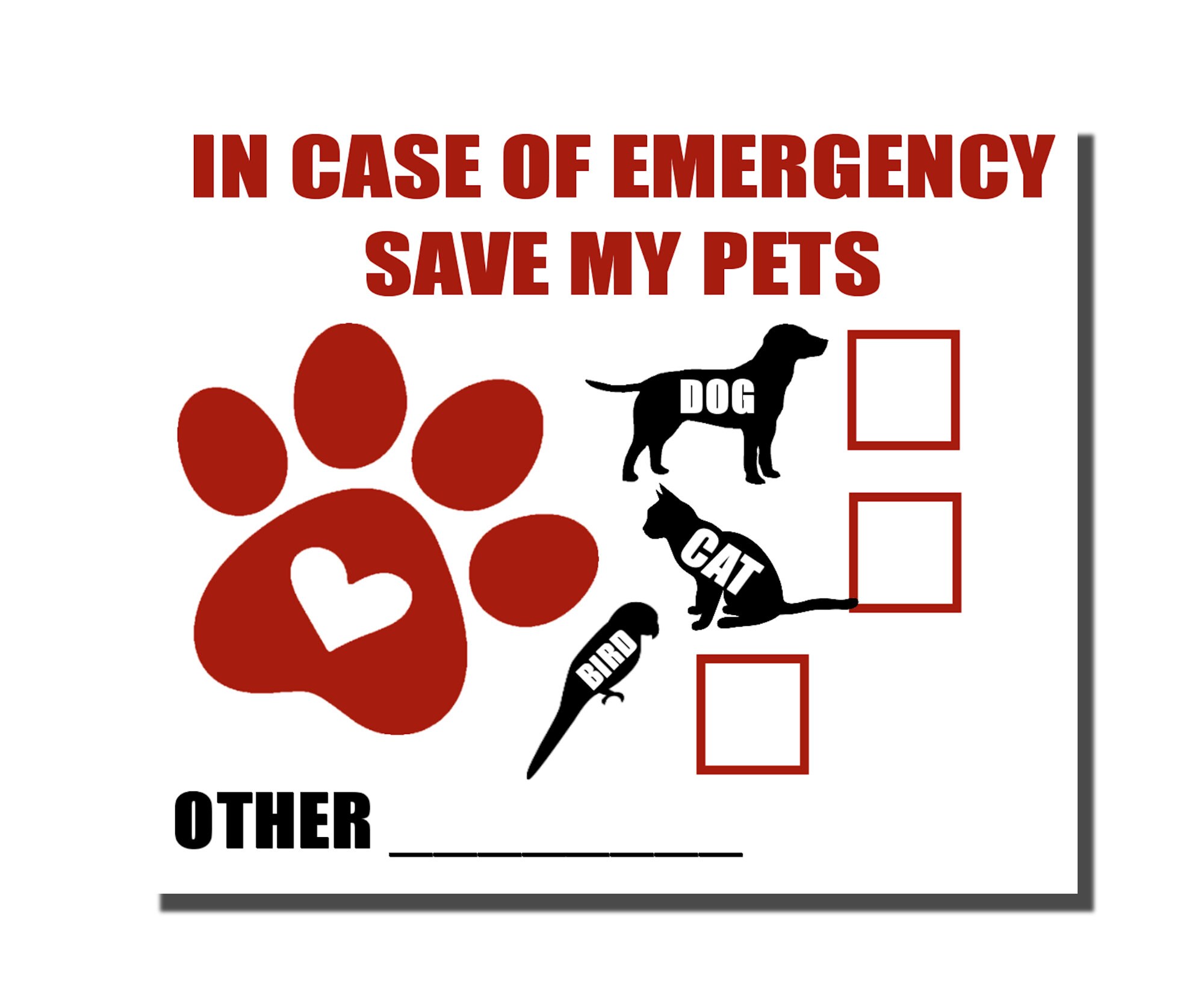 6 Pack Emergency Pet Door, Window, Rectangle Stickers Matt Finish Paper ...