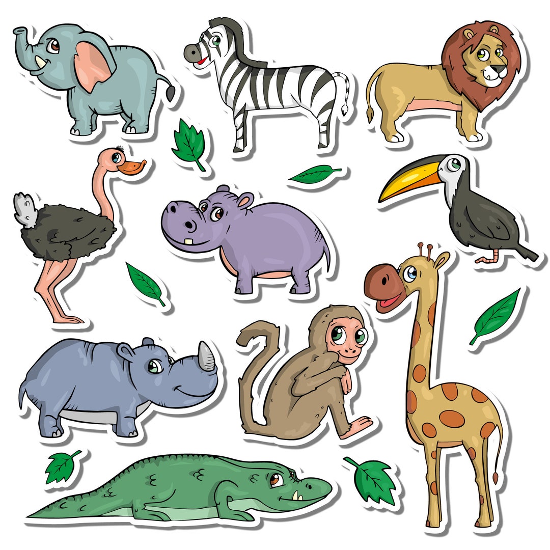 1 Sheet of Jungle Safari Africa Animals Vinyl Sticker Decals, - Stick ...