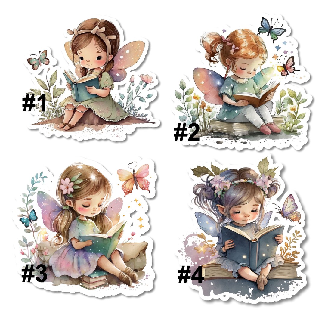 Fairies Reading Books Vinyl Sticker Decal Party Supplies, Journal ...