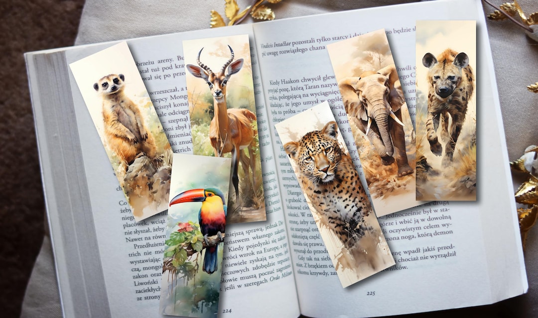 PRINTED Bulk Packs Africa Safari Animals Design Bookmark - 2 Sided ...