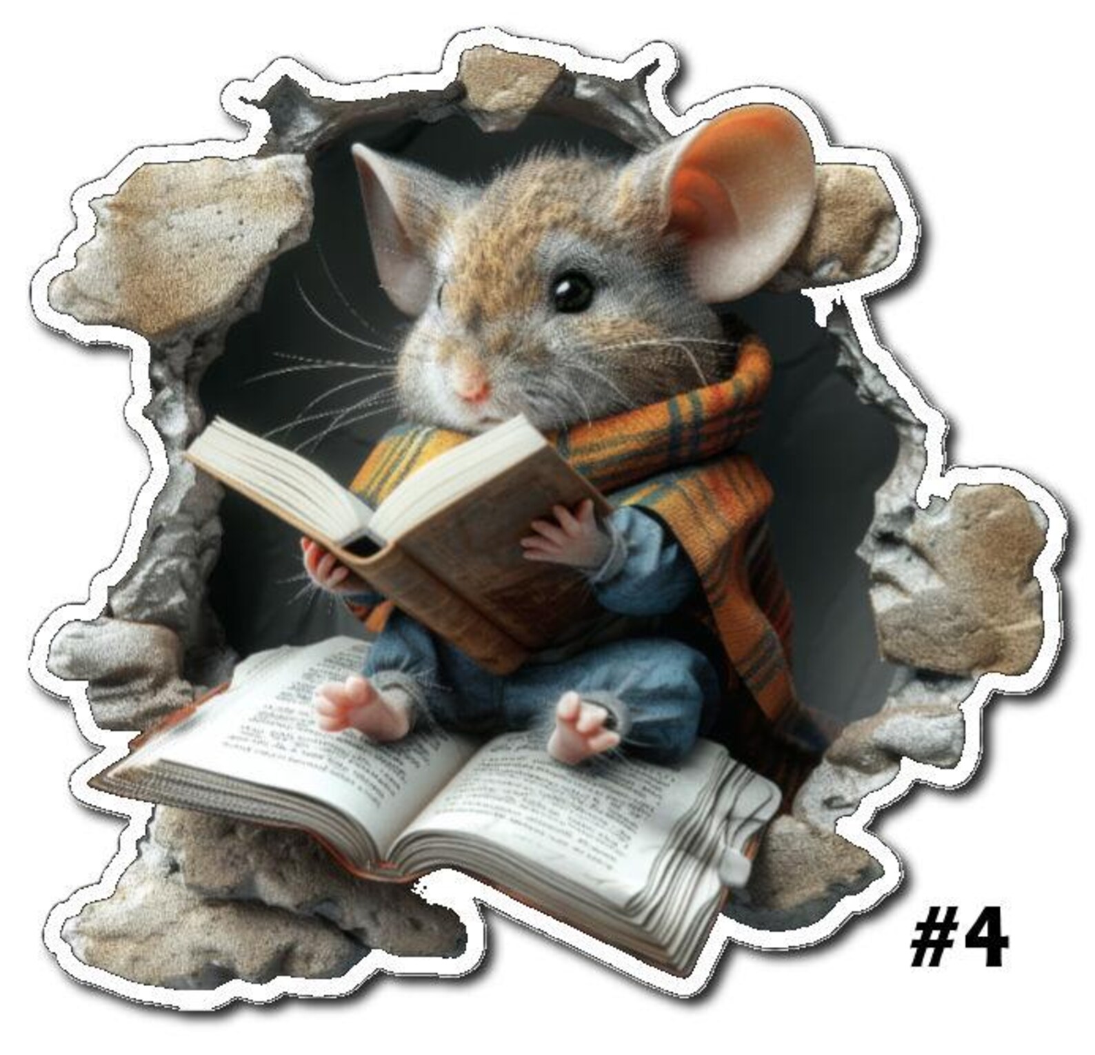 Cute Printed Mouse in the Wall - Weatherproof PVC Vinyl Stickers ...