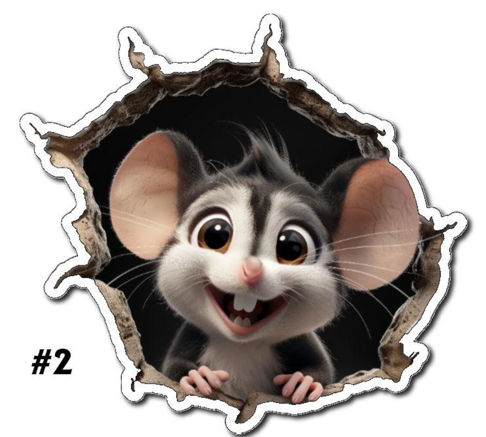 Cute Printed Mouse in the Wall - Weatherproof PVC Vinyl Stickers ...