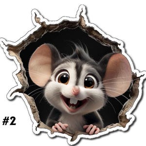 Cute Printed Mouse in the Wall - Weatherproof PVC Vinyl Stickers ...