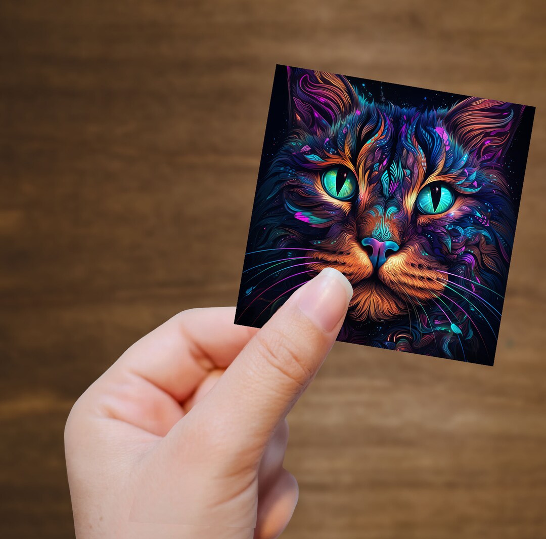 Bright Neon Florescent Cat Face Vinyl Sticker Decal - Birthday Party ...