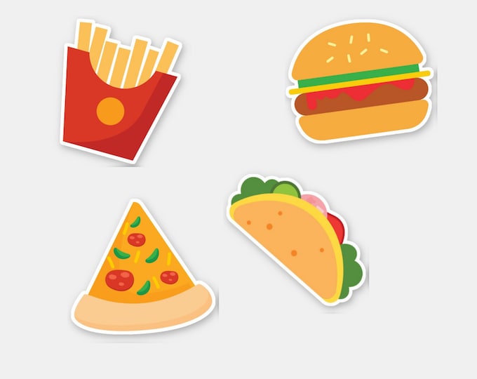 Fast Food Vinyl Stickers Decals Set of 4 Kiss Cut easy Peel Stickers ...