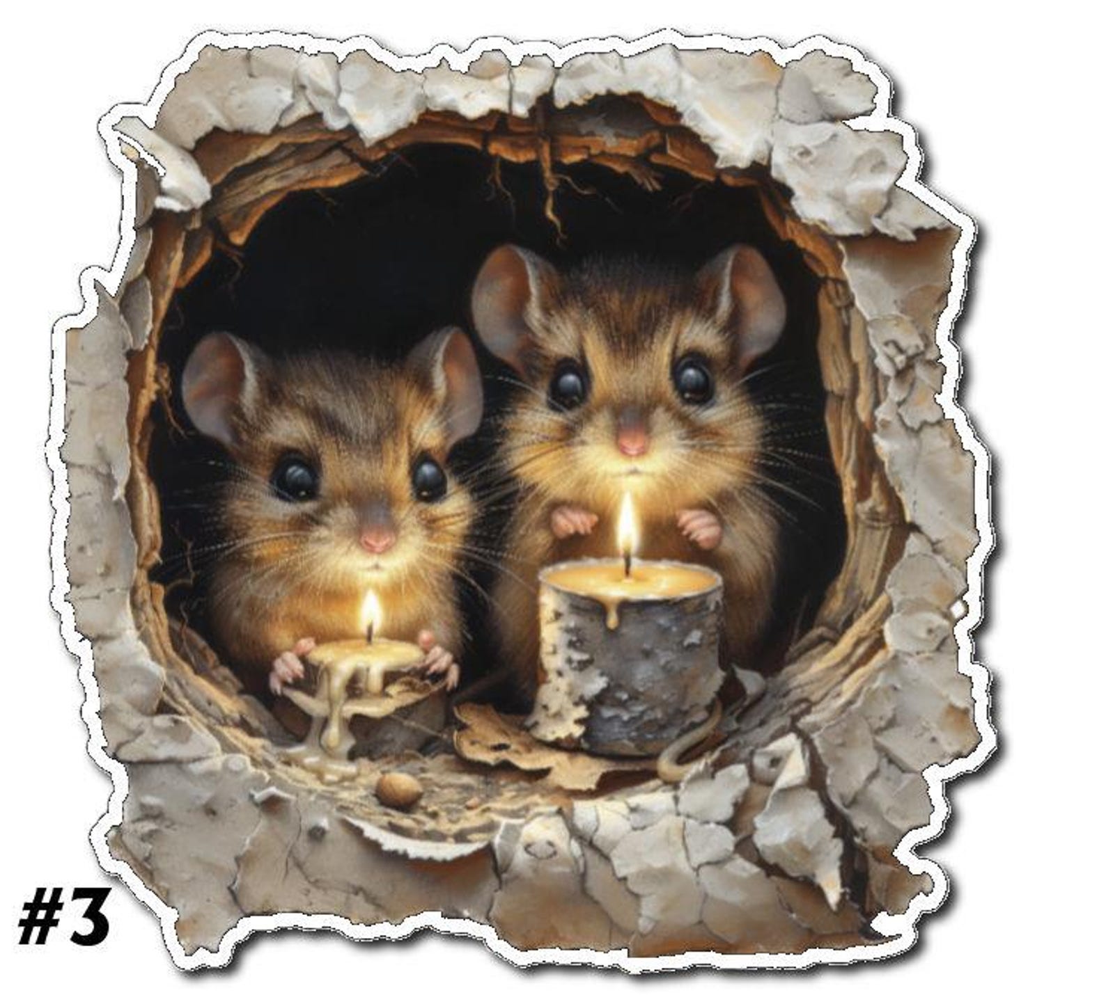Cute Printed Mouse in the Wall - Weatherproof PVC Vinyl Stickers ...