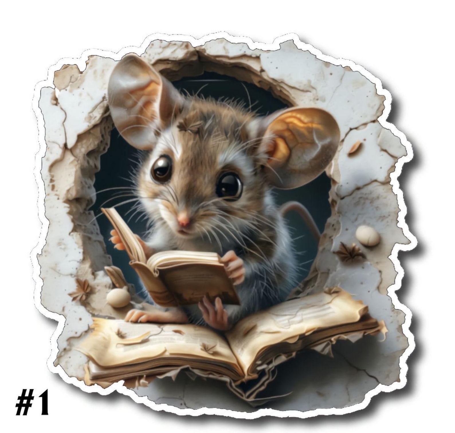 Cute Printed Mouse in the Wall - Weatherproof PVC Vinyl Stickers ...