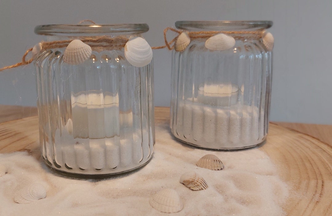 Tealight Glass Baltic Sea Love With Shells and Optional White Sand ...