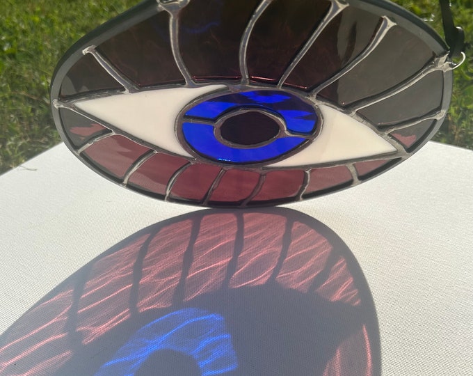 Maroon/purple Evil Eye Stained Glass Suncatcher - Etsy