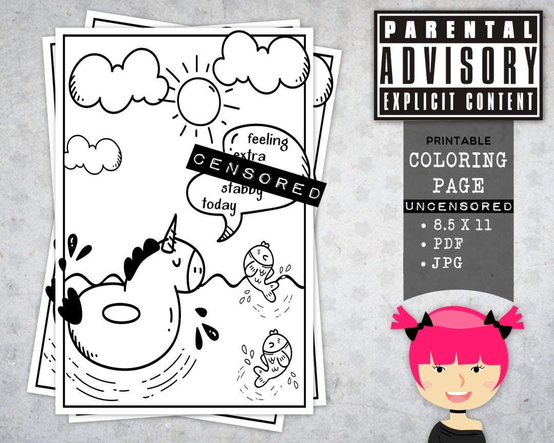 PRINTABLE Swearing Unicorn Coloring Page, Swear Coloring Sheet for ...