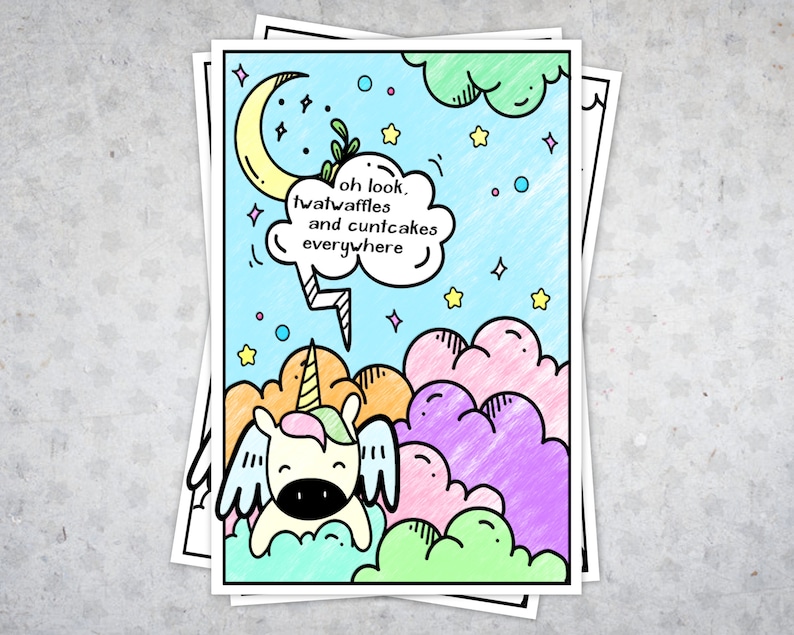 PRINTABLE Swearing Unicorn Coloring Page, Swear Coloring Sheet for ...