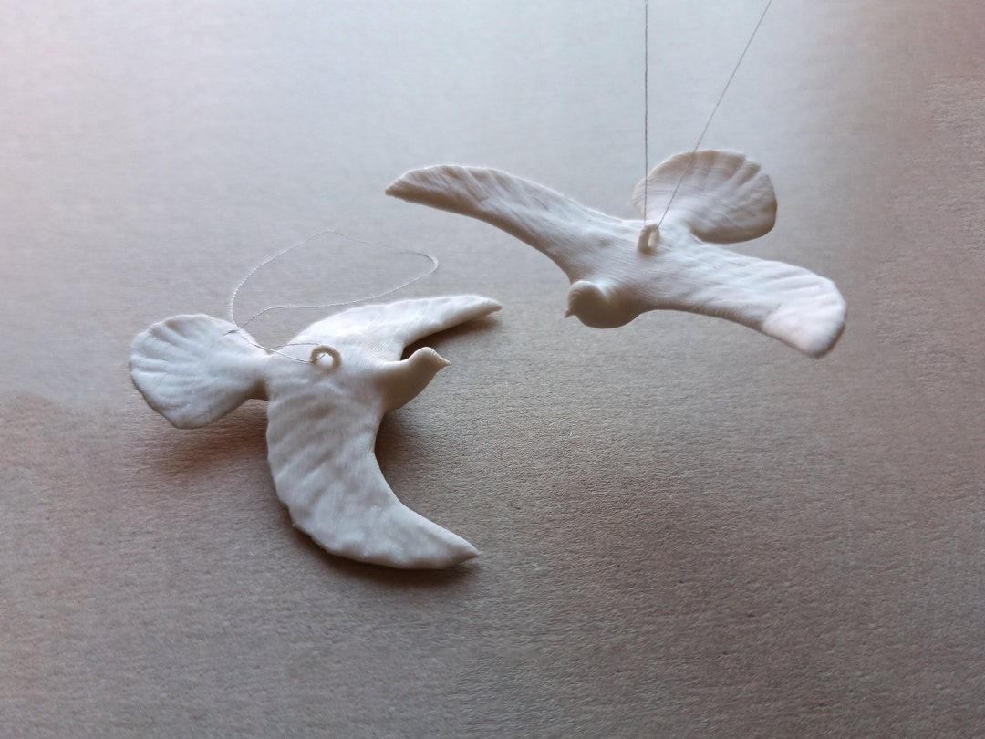 Doves of Friendship, Pair of White Turtle Doves as a Hanging Christmas ...