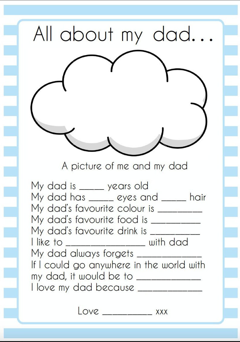 All About My Dad Questionnaire - Etsy