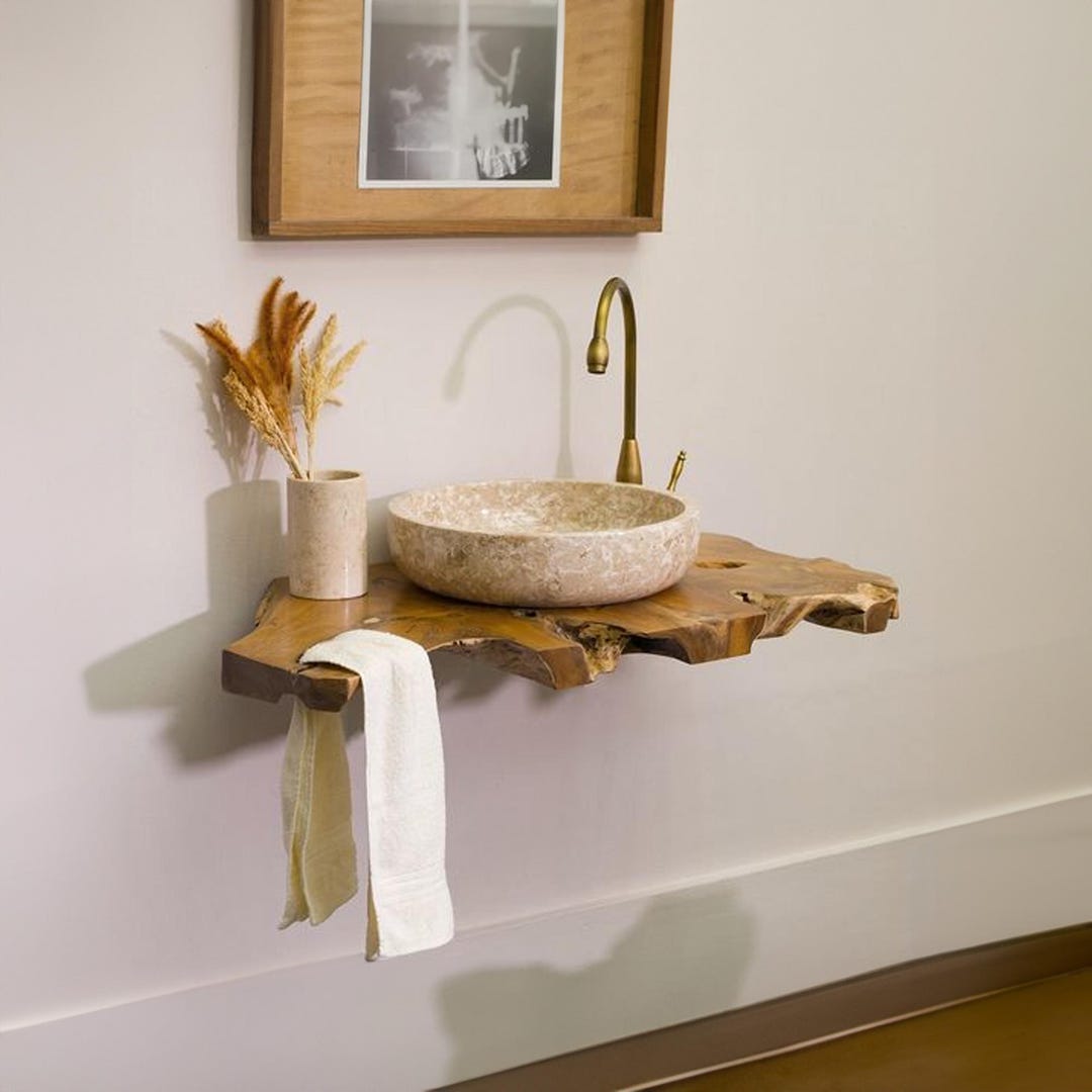 Handmade Live Edge Bathroom Vanity Floating Shelf Solid Wood Wall ...