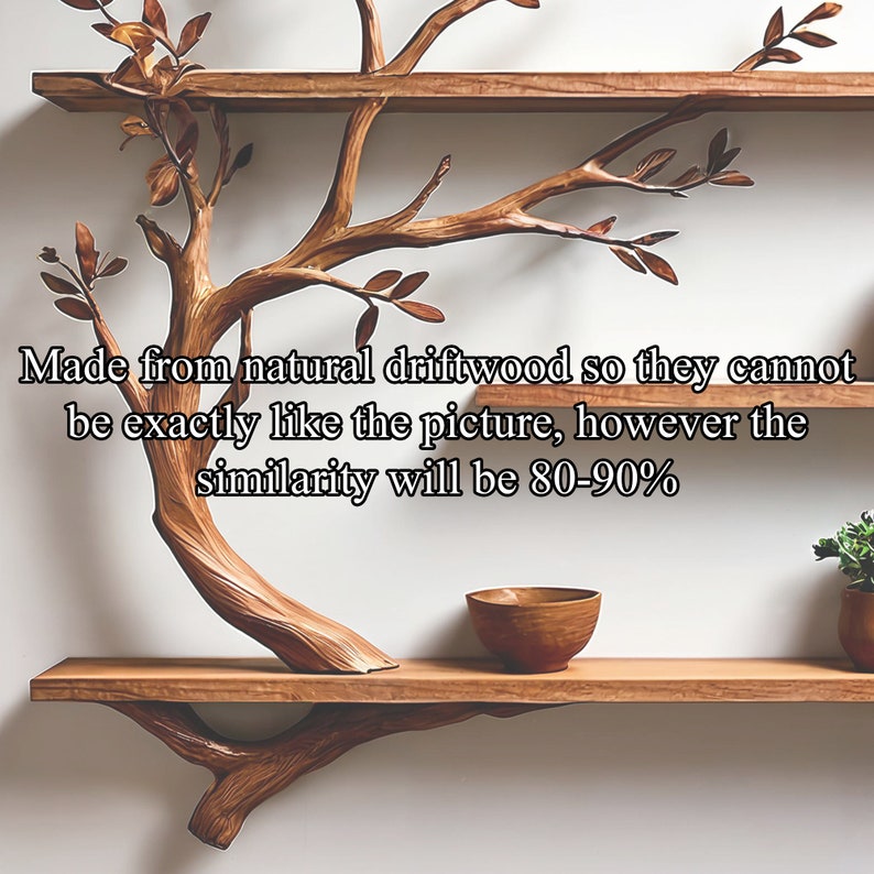 Custom Floating Bookshelf Driftwood Tree Branch Wall Mount Bookshelf ...