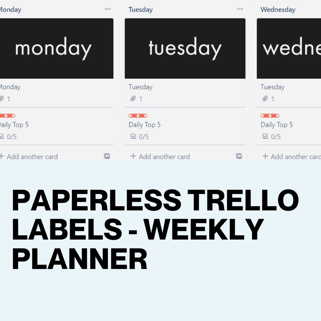 Paperless Weekly Planner Trello Labels the - Etsy