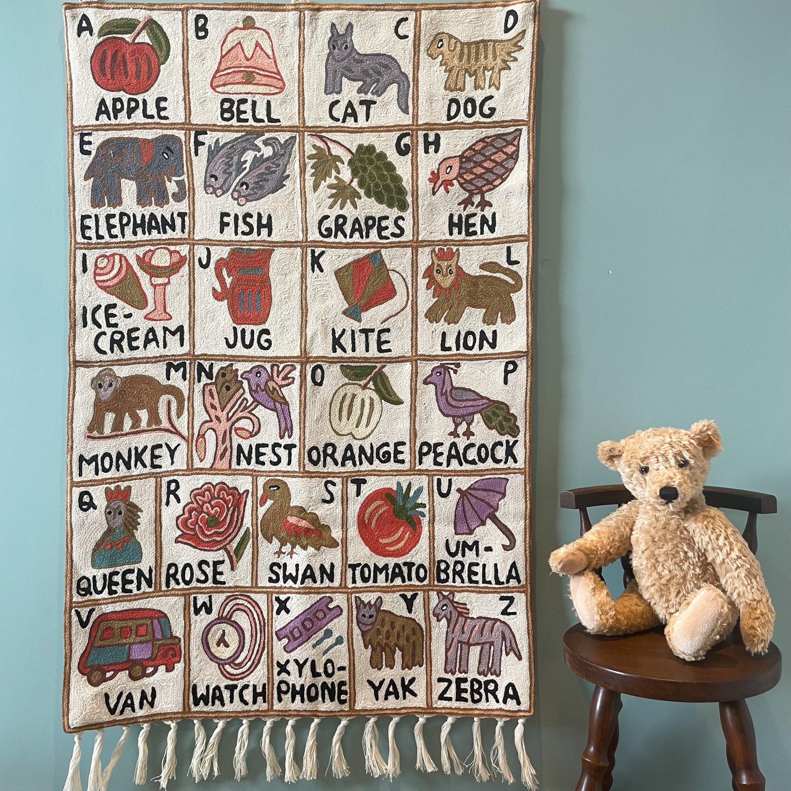 Handmade Alphabet ABC Wall Hanging Tapestry With Lilac Tones | Shekdur ...