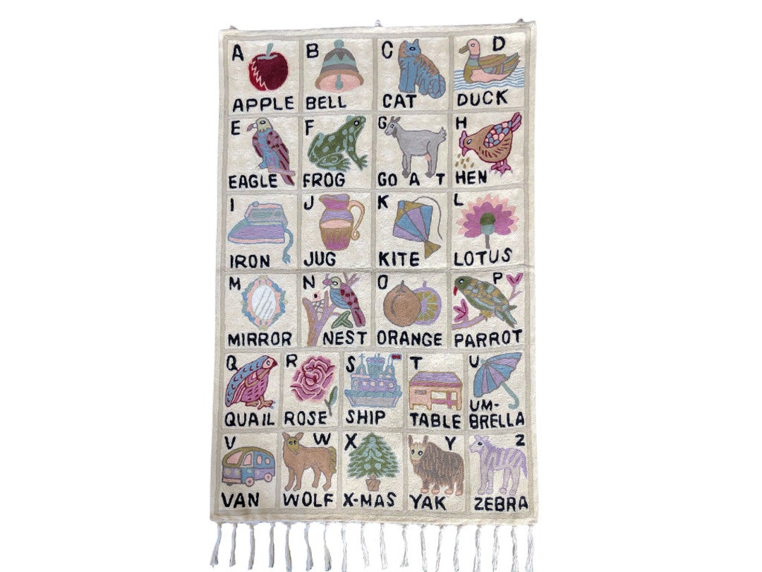 Handmade Alphabet ABC Wall Hanging Tapestry With Pastel Tones Marsar - Etsy