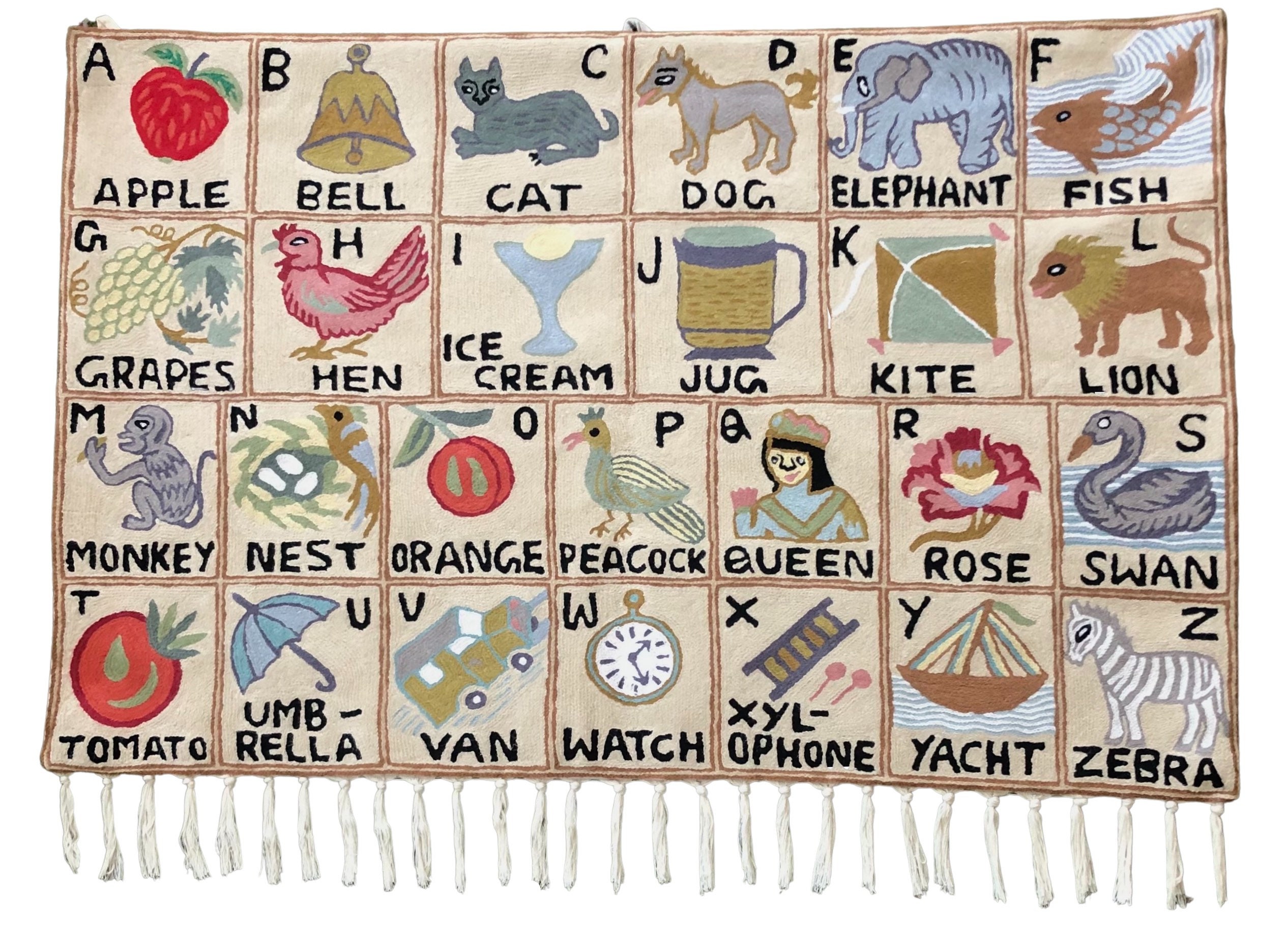 Handmade Alphabet ABC Crewel Wall Hanging Tapestry | Suru (landscape ...