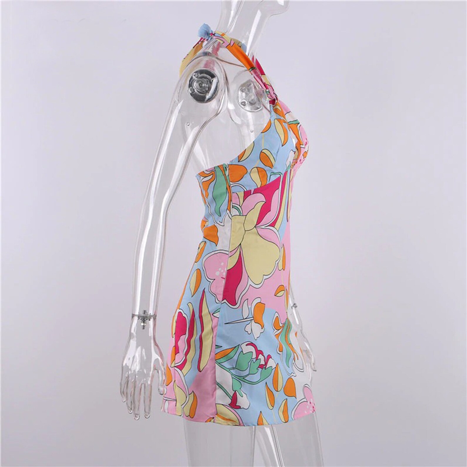 Colorful Floral Abstract Print Style Women's Slim Dress | Etsy