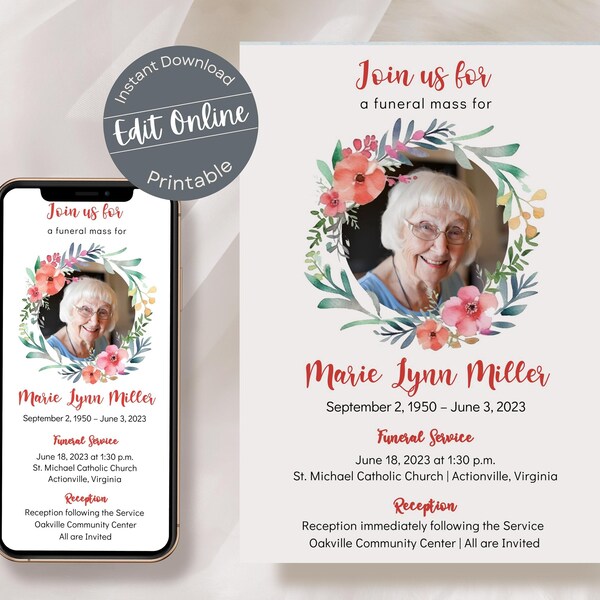 Custom Digital Funeral Invitation - Etsy