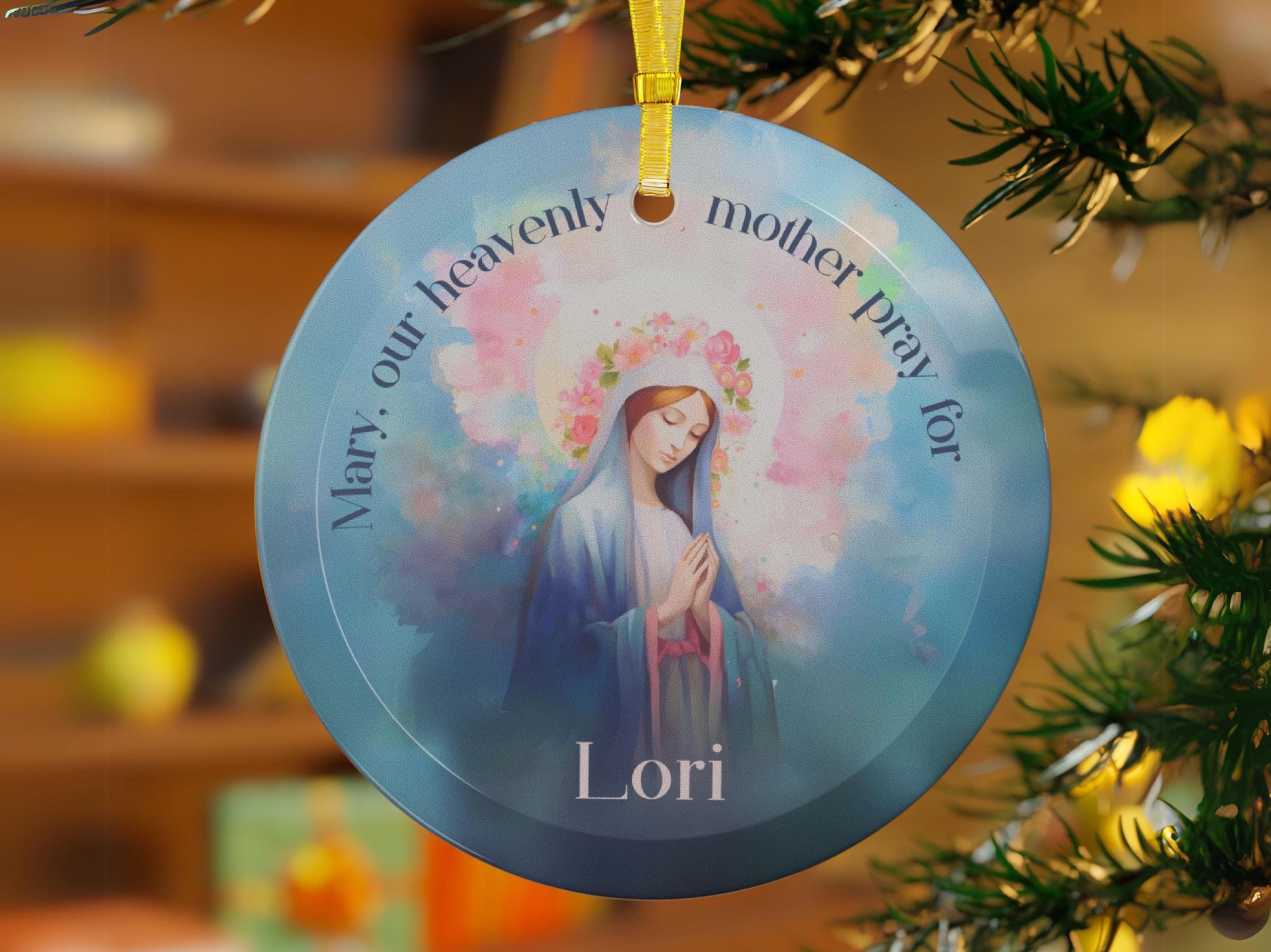 Personalized Blessed Virgin Mary Glass Ornament, Christmas Catholic ...