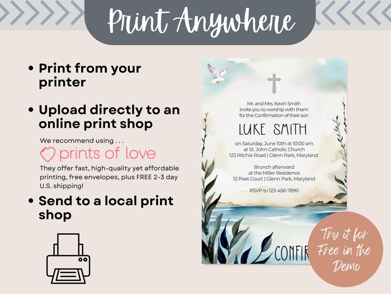 Dove Confirmation Invitation Template: Nature Boy Invite (digital ...