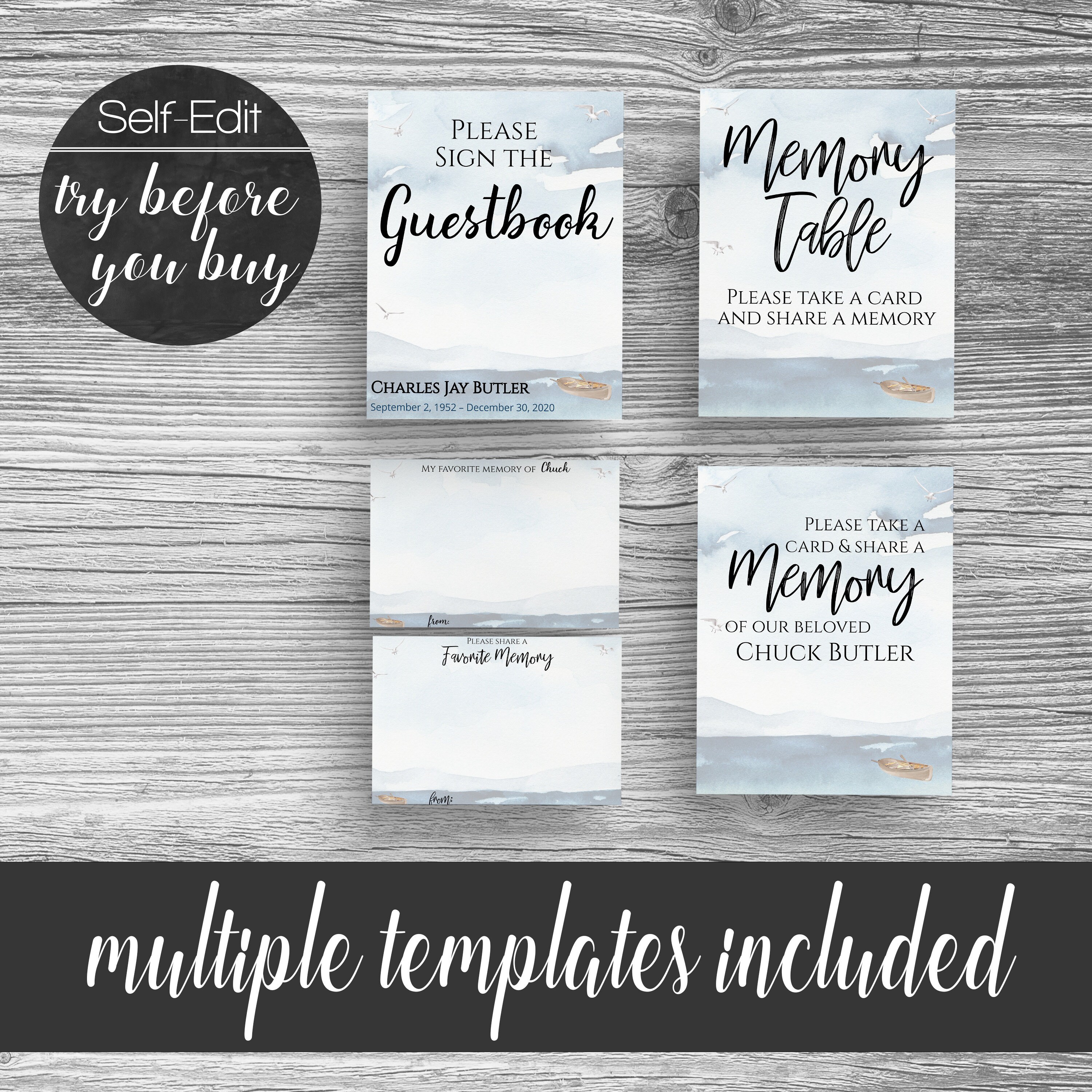 Nautical Ocean Funeral Custom Signs and Memory Book - Etsy