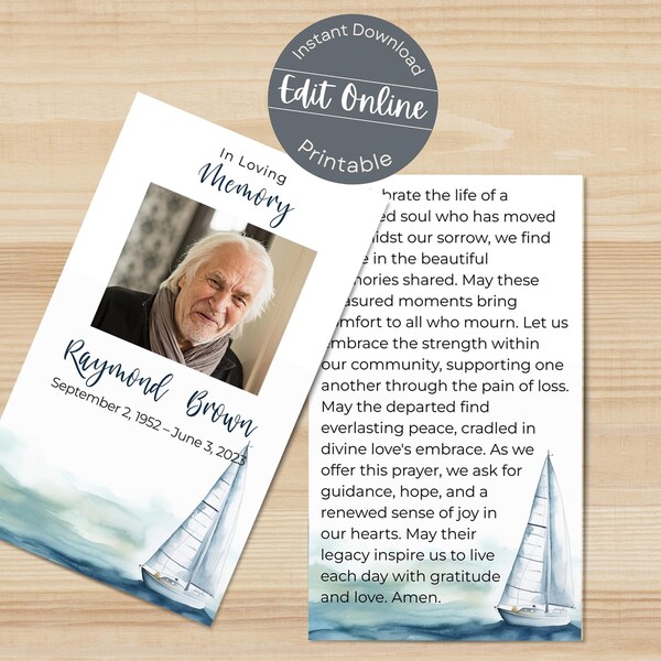 Personalized Funeral Memorial Cards - Etsy