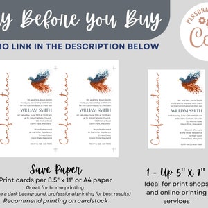 Dove Confirmation Invitation Template: Editable Holy Spirit Evite ...