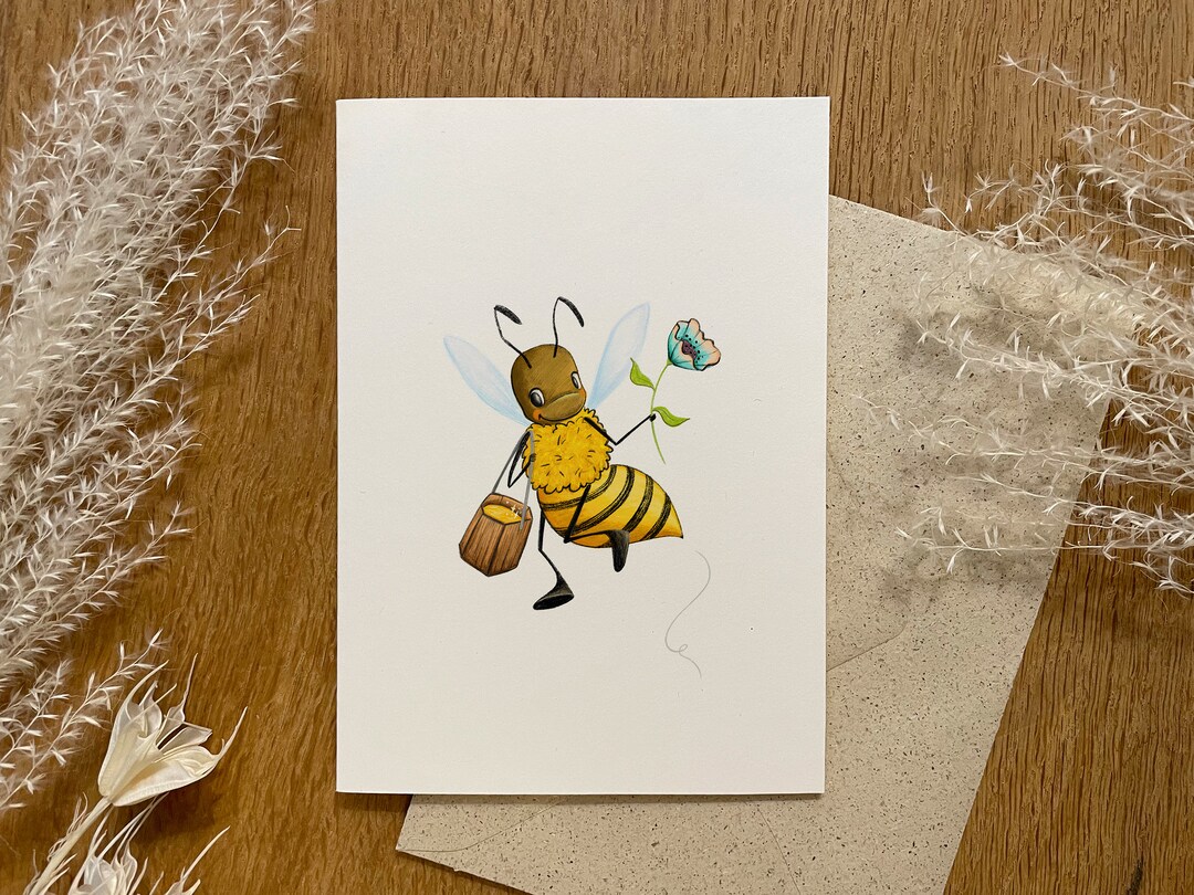 Flower Bee Postcard/ Mural Love Fine Art Paper Recycled Paper Including ...