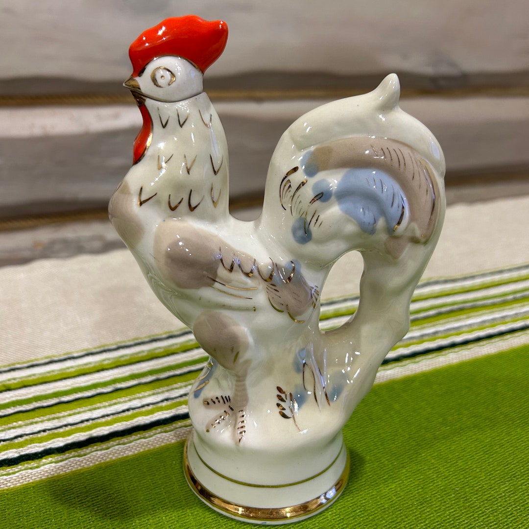 Vintage Hand-painted Porcelain Rooster Decanter: Gorodnitsky Factory ...