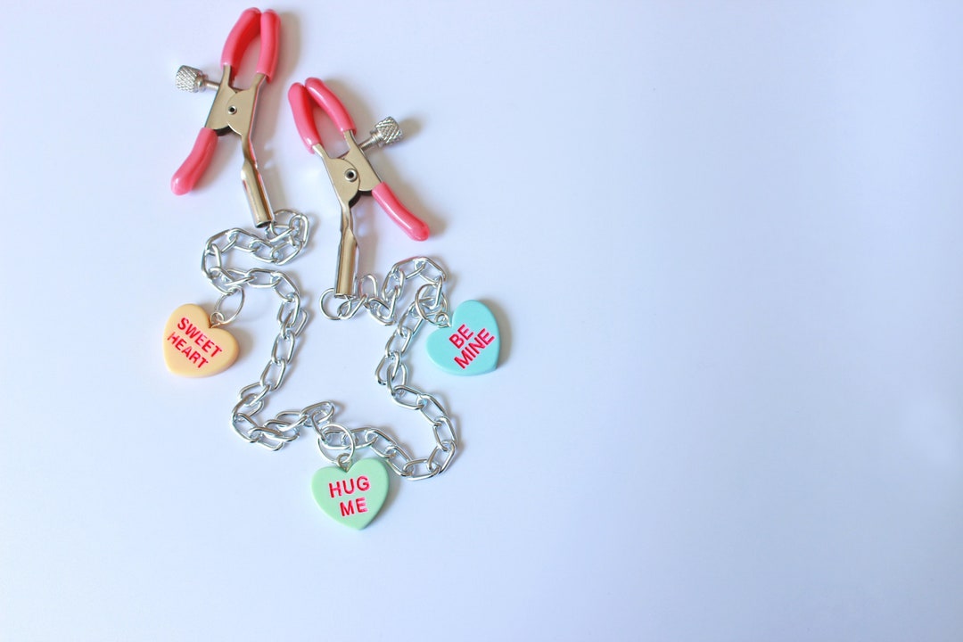 Candy Heart Nipple Clamps, Adjustable Screw Clamps With Chain, Clamps ...