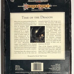 Dragonlance Time of the Dragon Boxed Set, Complete, Advanced Dungeons ...