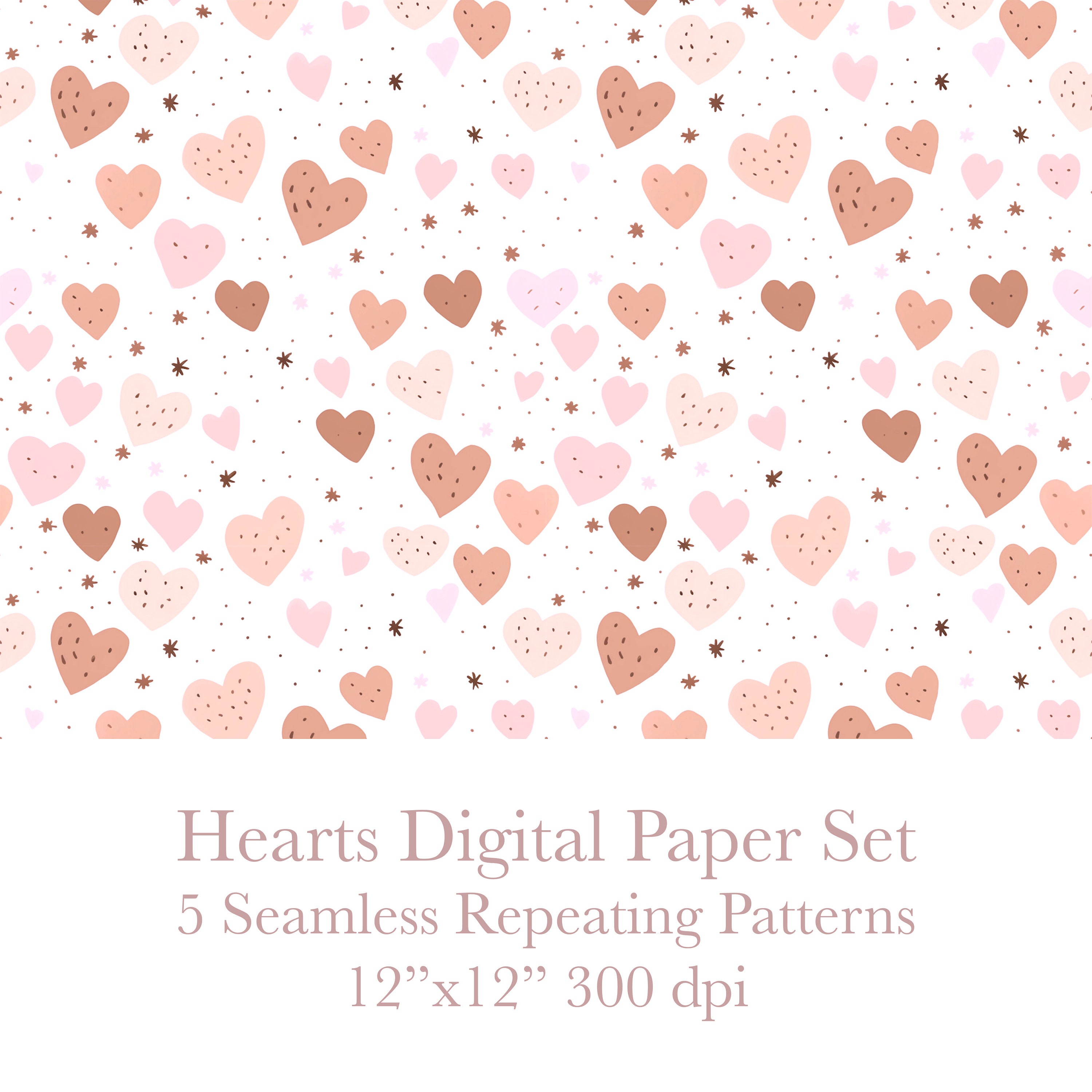 Heart Pattern Digital Paper Set 5 - Etsy