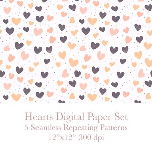 Heart Pattern Digital Paper Set 5 - Etsy