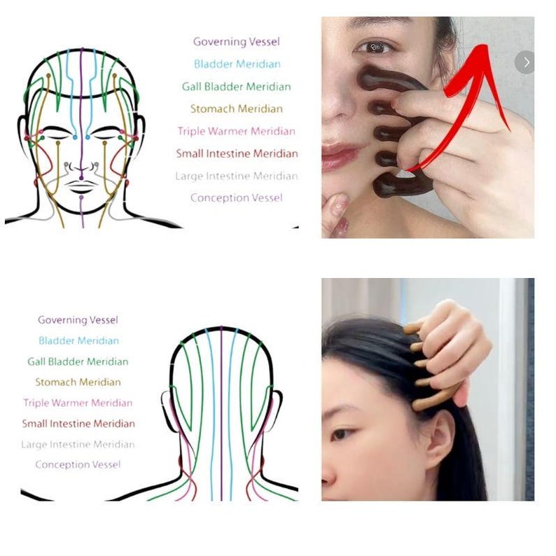 Green Sandalwood Facial & Scalp Massage Comb – Five-finger Meridian ...