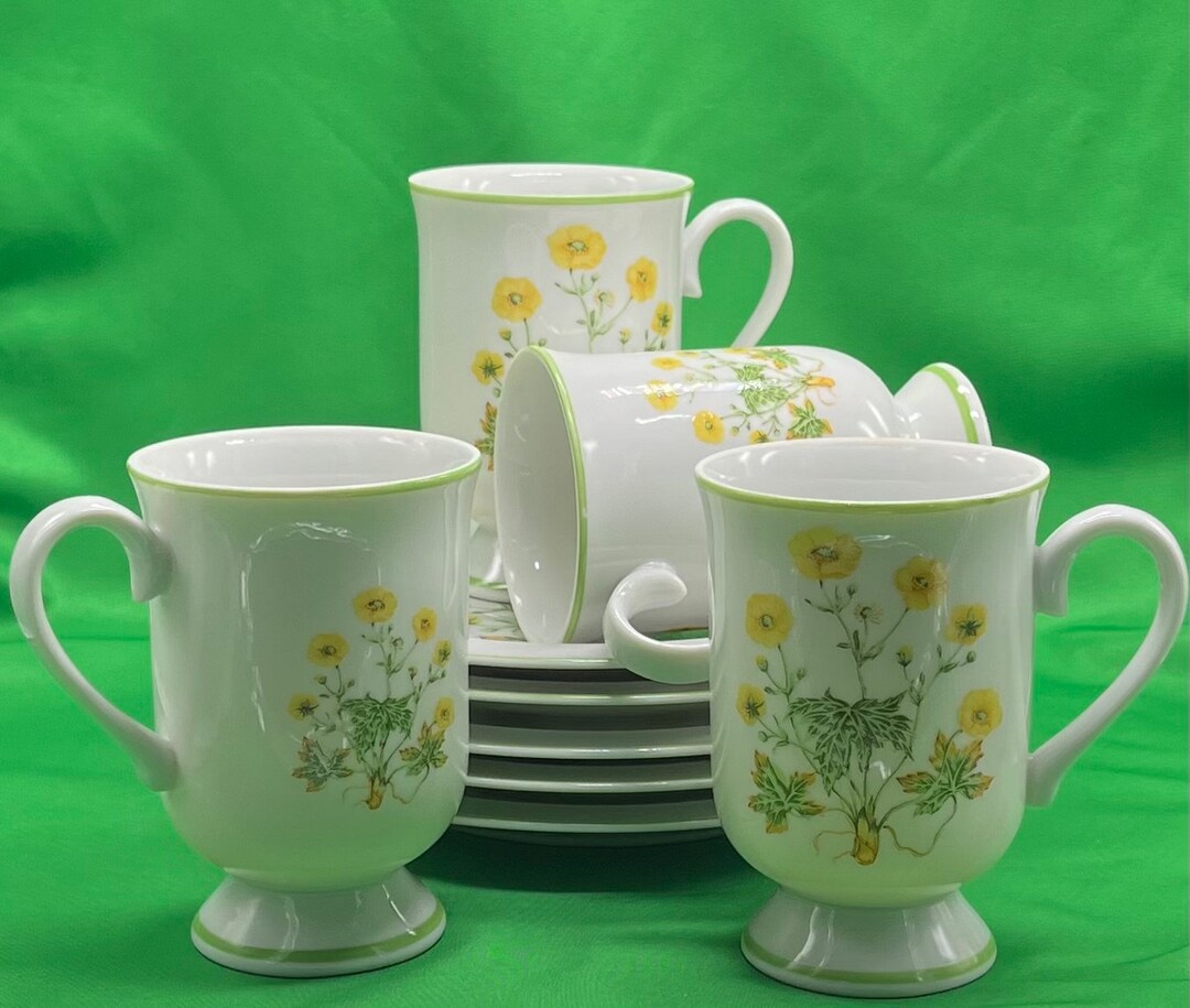 Royal Domino Porcelain Collection Sunrise Footed Cups and Plates, Royal ...