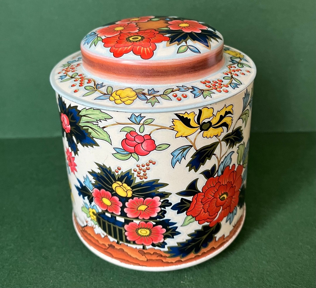 Vintage Daher Long Island Tin, Vintage Floral Daher Tin, Vintage Round ...