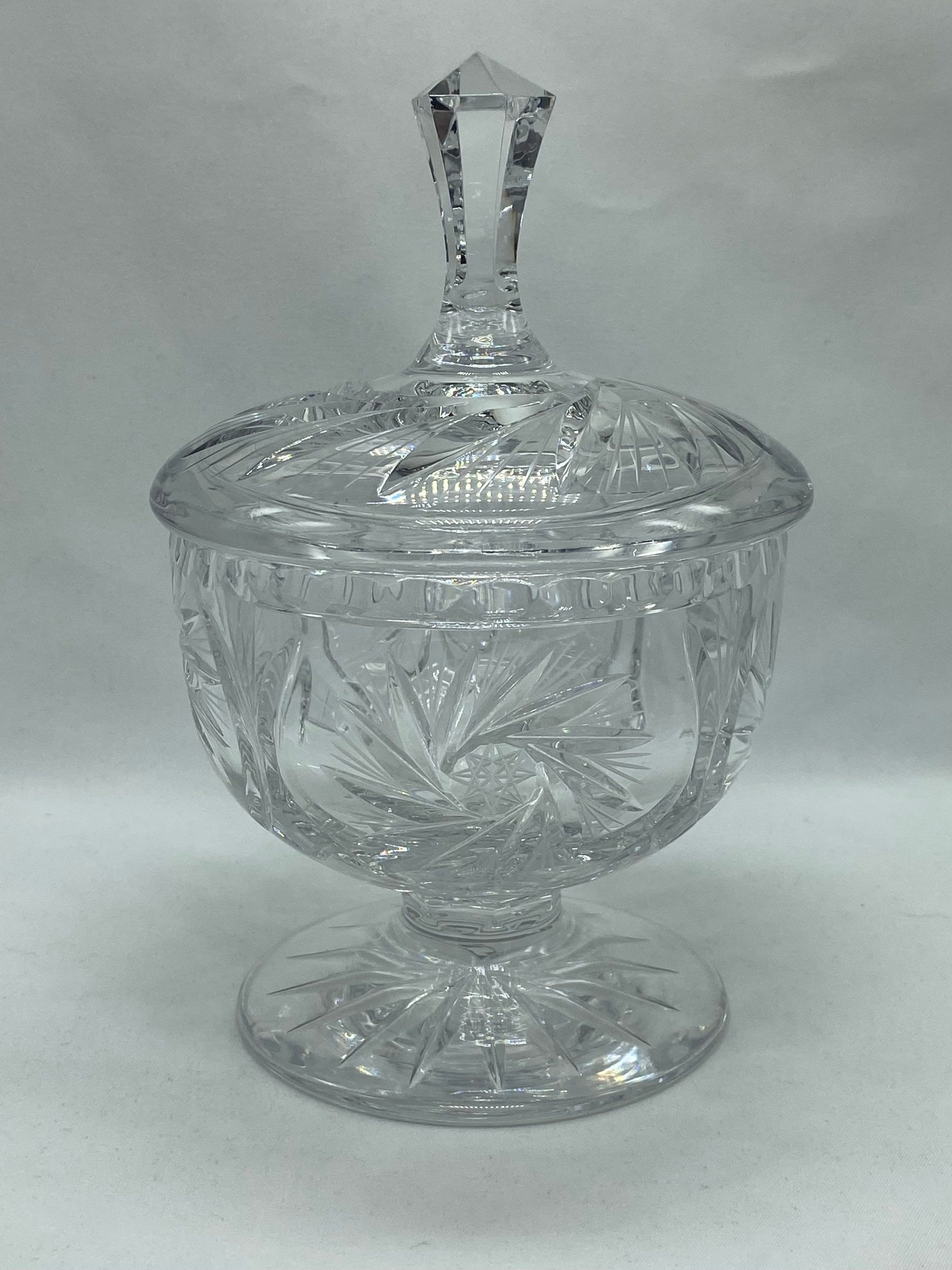 Cut Glass Candy Dish With Lid Hobstar Cut Glass Candy Dish - Etsy