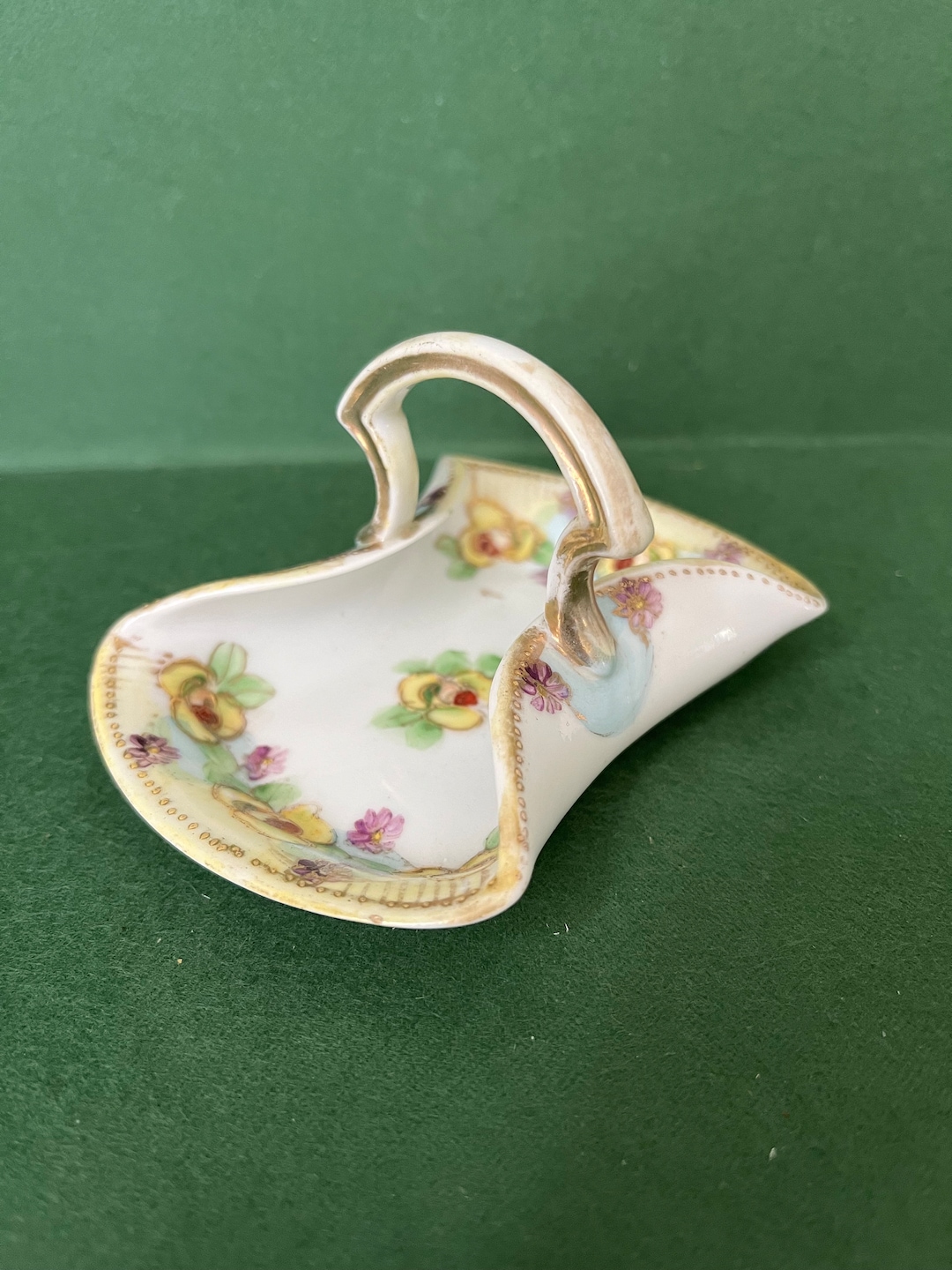 Antique Calling Card Plate, Vintage Porcelain Handled Basket, Vintage ...