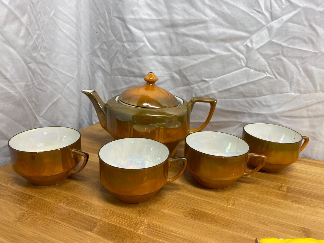 Vintage Gold Lusterware Tea Set - Etsy