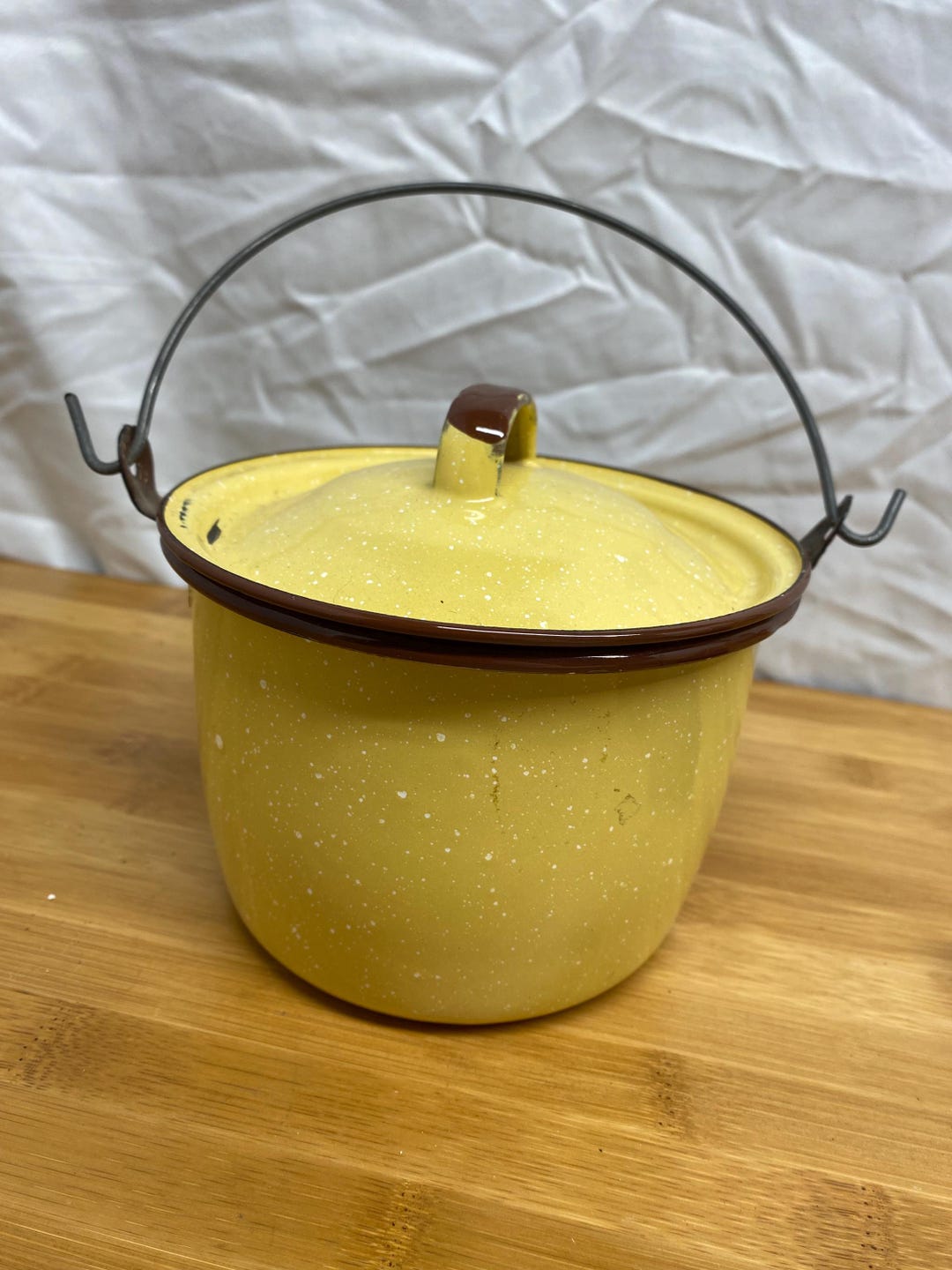 Vintage Yellow Speckled Lard/grease Pot - Etsy
