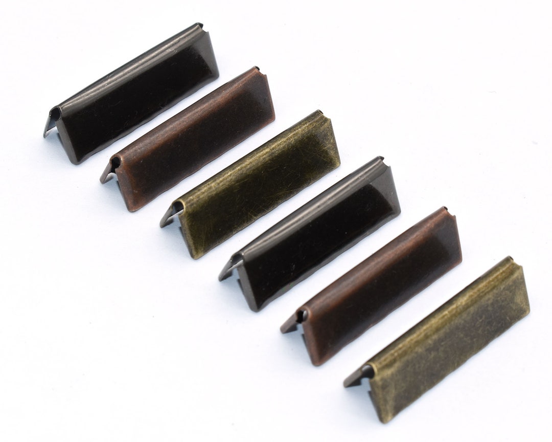 40mm Bronze End Tip Belt Buckle Flat Ribbon Clamp Lanyard Clip ...