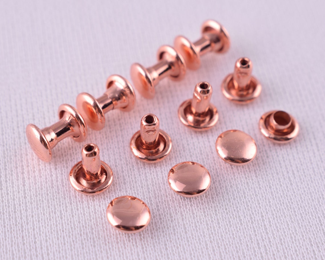 Rose Gold Double Cap Leather Rivets Fastener Snaps Metal Rapid Rivet ...